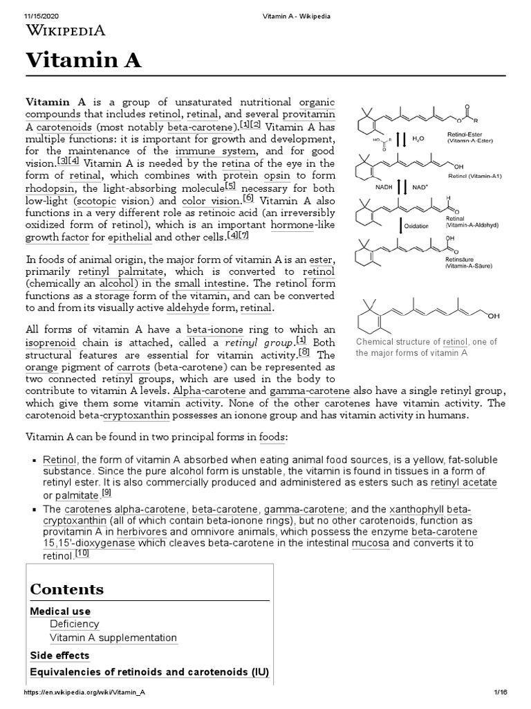 Vitamin A: Vitamin A Is A Group of Unsaturated Nutritional Organic ...