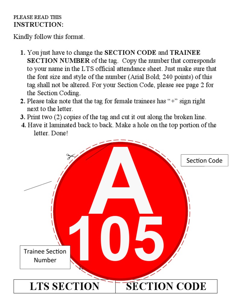 Trainees Tag Number Edit - Print - Laminate | PDF