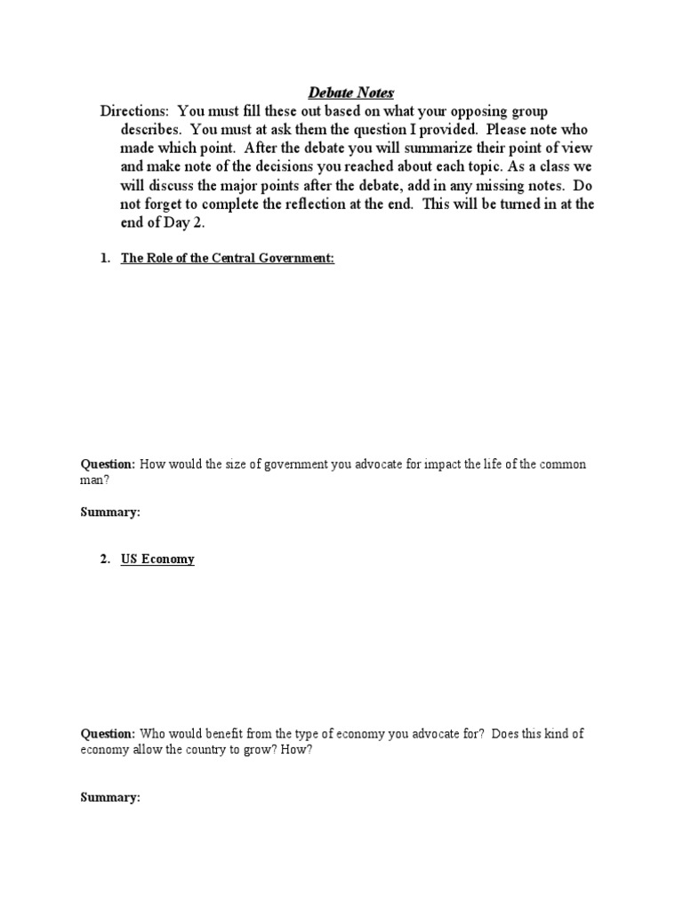 Debate Notes | PDF | Politics