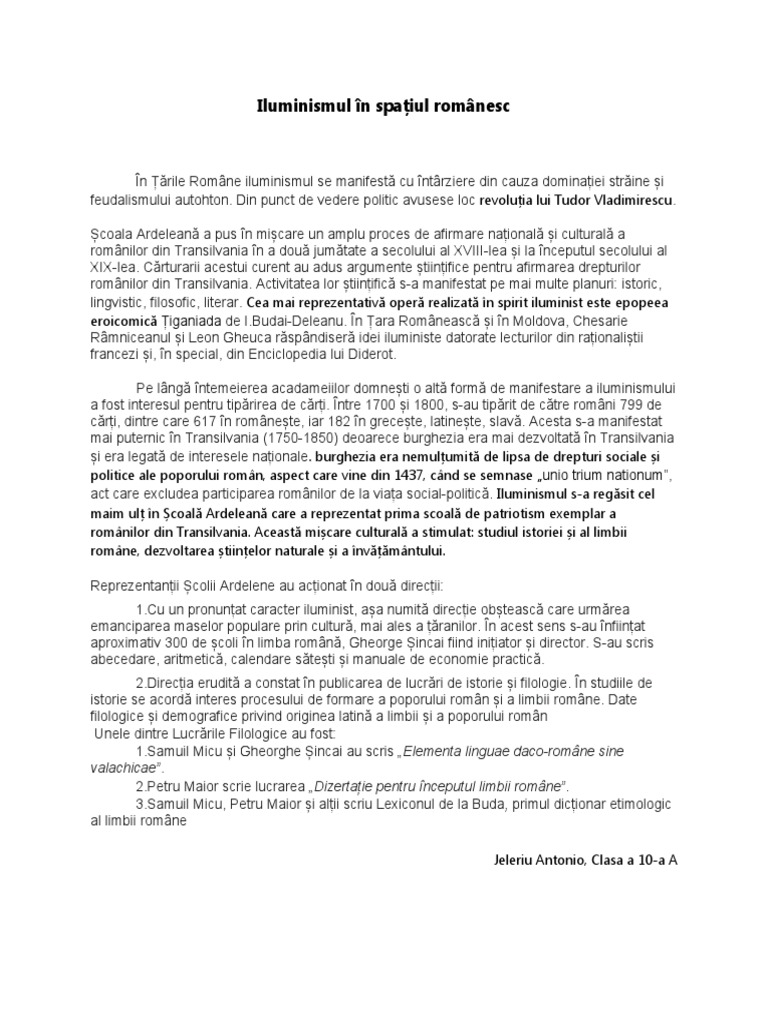 Iluminismul În Spațiul Românesc | PDF