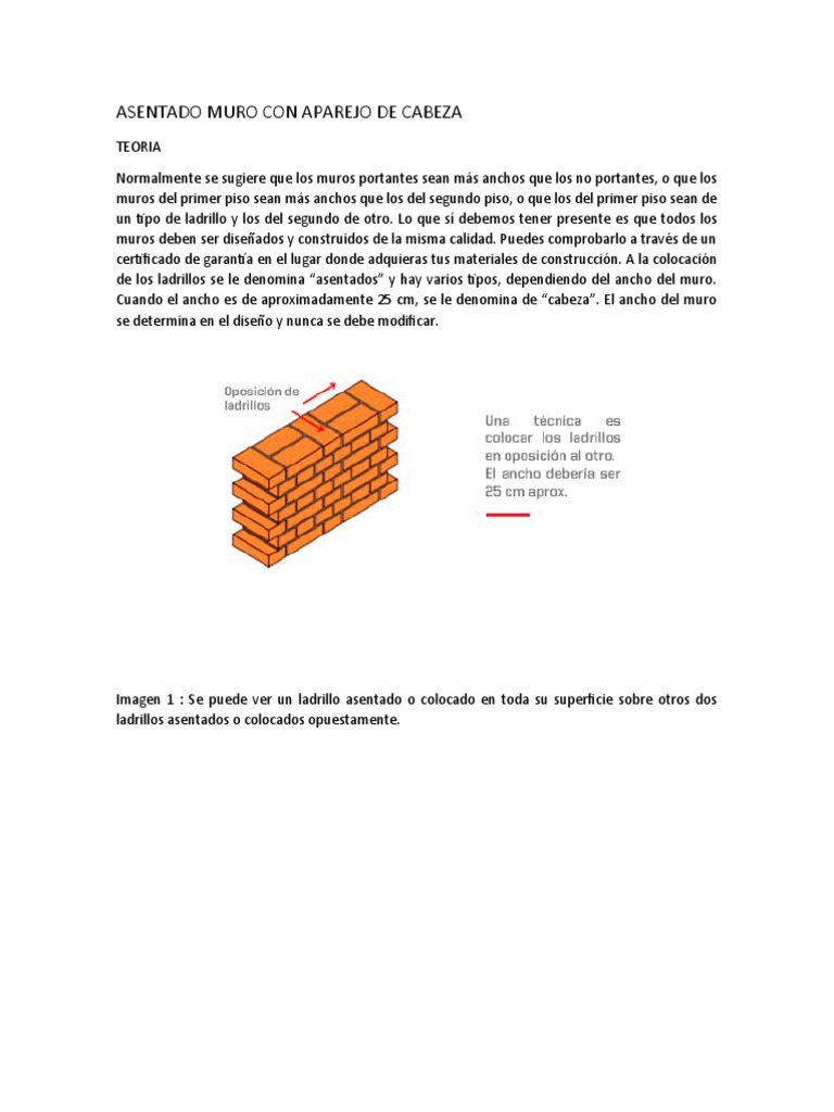 Asentado Muro Con Aparejo de Cabeza | PDF | Ladrillo | Naturaleza