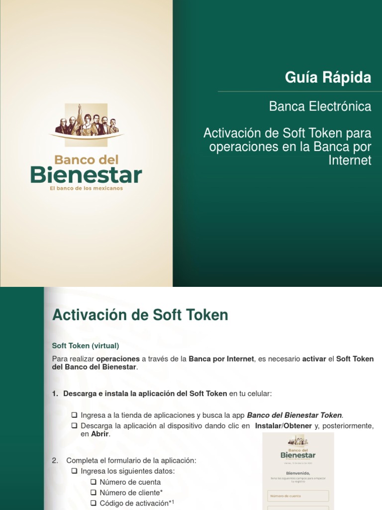 Guía rápida para la activación del Soft Token móvil del Banco del Bienestar | PDF | Contraseña ...