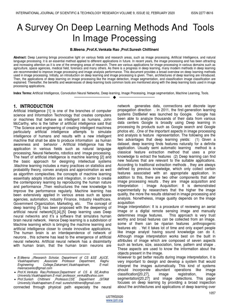 A Survey On Deep Learning Methods and Tools in Image Processing | PDF ...