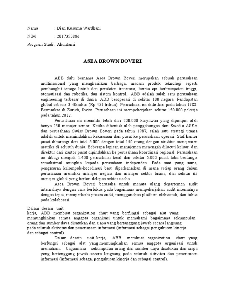 Dian Kusuma Wardhani - 2017353886 (Asea Brown Boveri) | PDF