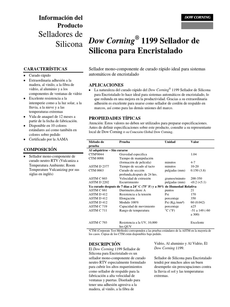 Silicona 1199 - Dow Corning | PDF | Silicona | Marca comercial