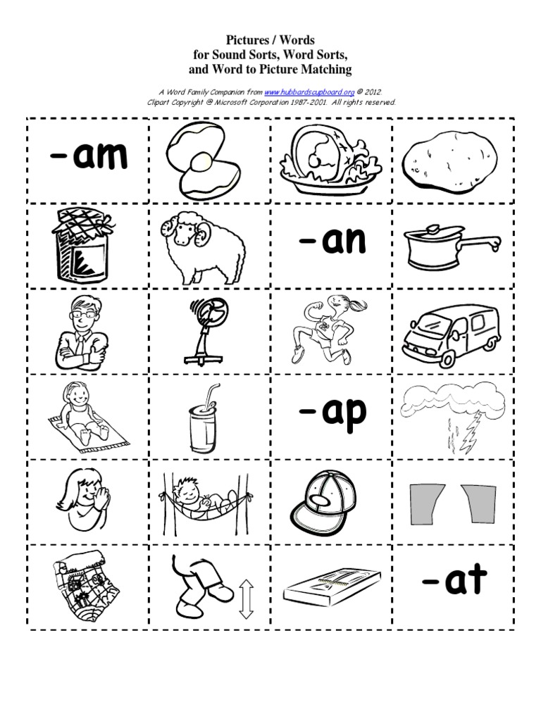 Am - An: Pictures / Words For Sound Sorts, Word Sorts, and Word To ...
