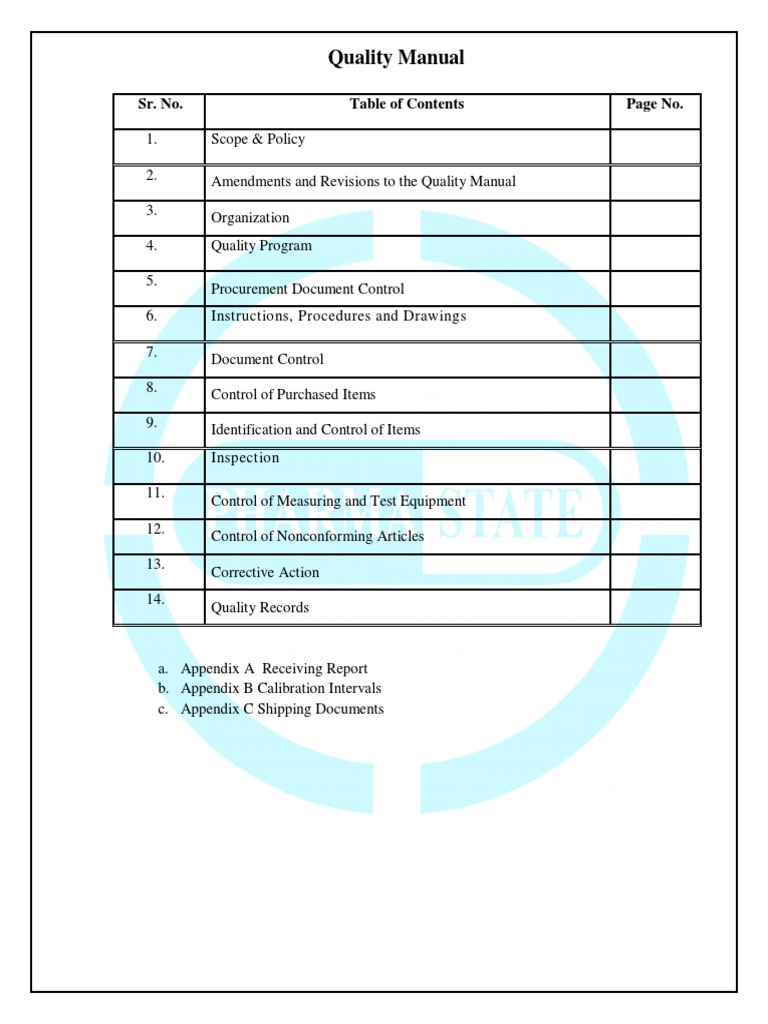 Quality Manual Format | PDF | Calibration | Specification (Technical ...
