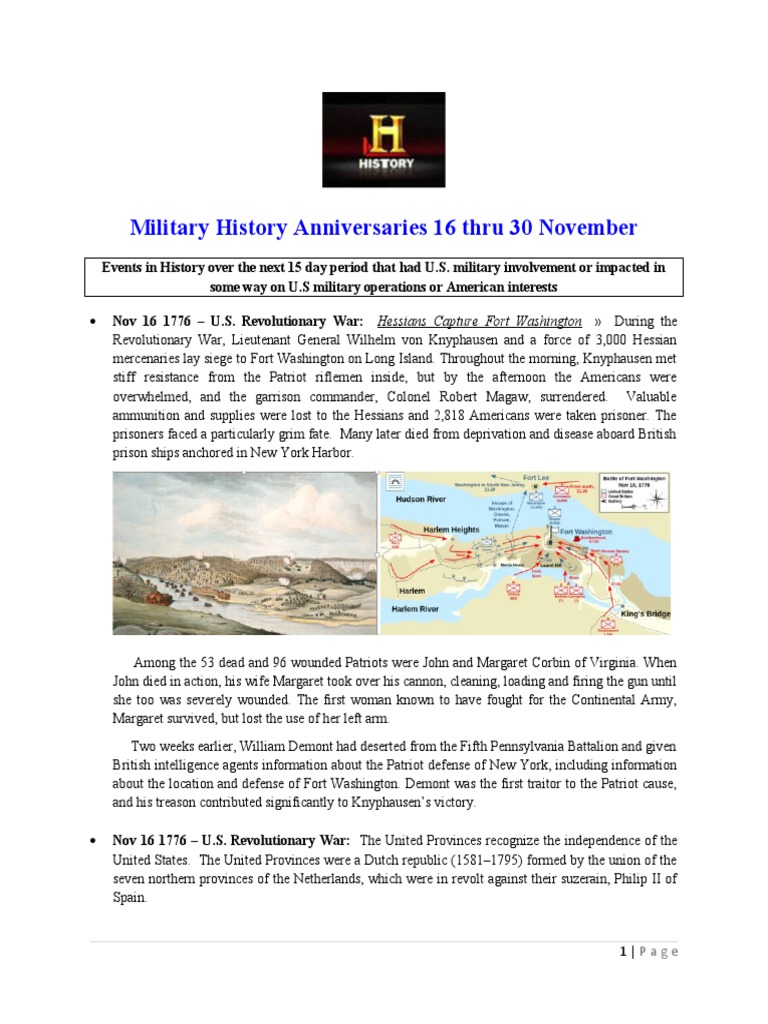 Military History Anniversaries 1116 Thru 113019 | PDF | James ...