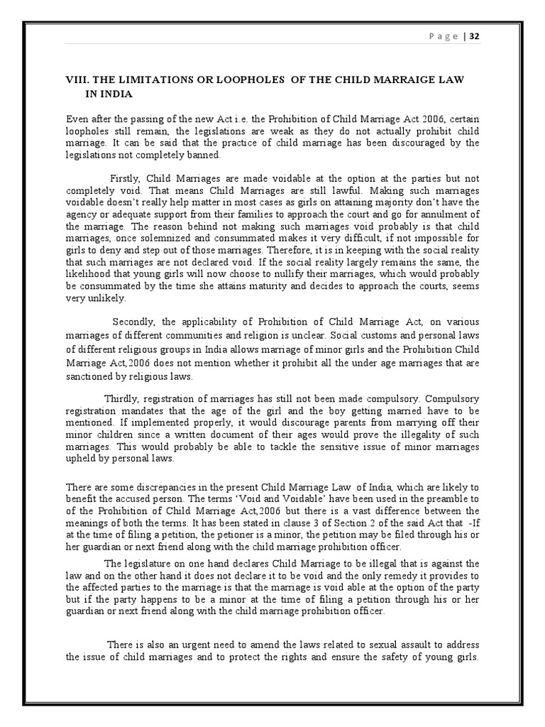 Limitations of India's Child Marriage Law | PDF | Child Marriage | Marriage