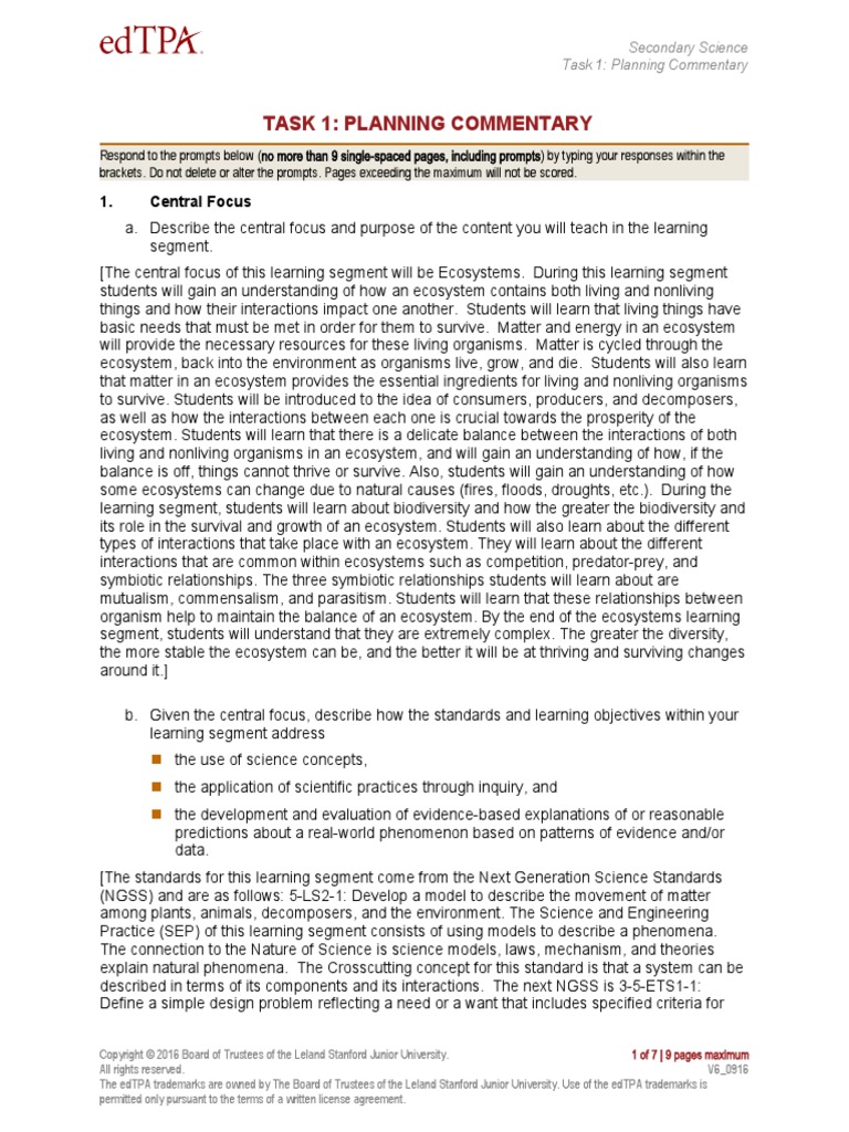 edTPA Science | PDF | Educational Assessment | Ecosystem