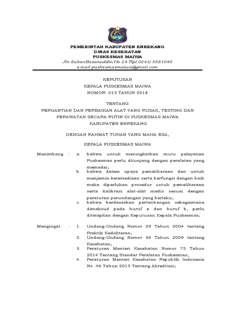 SK Perbaikan Dan Peralatan | PDF