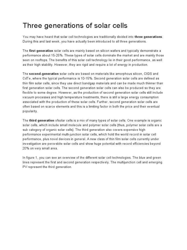 Three Generations of Solar Cells | Download Free PDF | Solar Cell | Photovoltaics