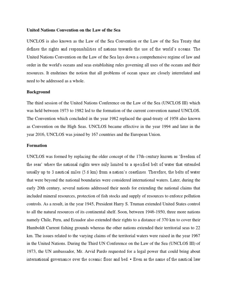 UNCLOS | PDF | United Nations Convention On The Law Of The Sea ...