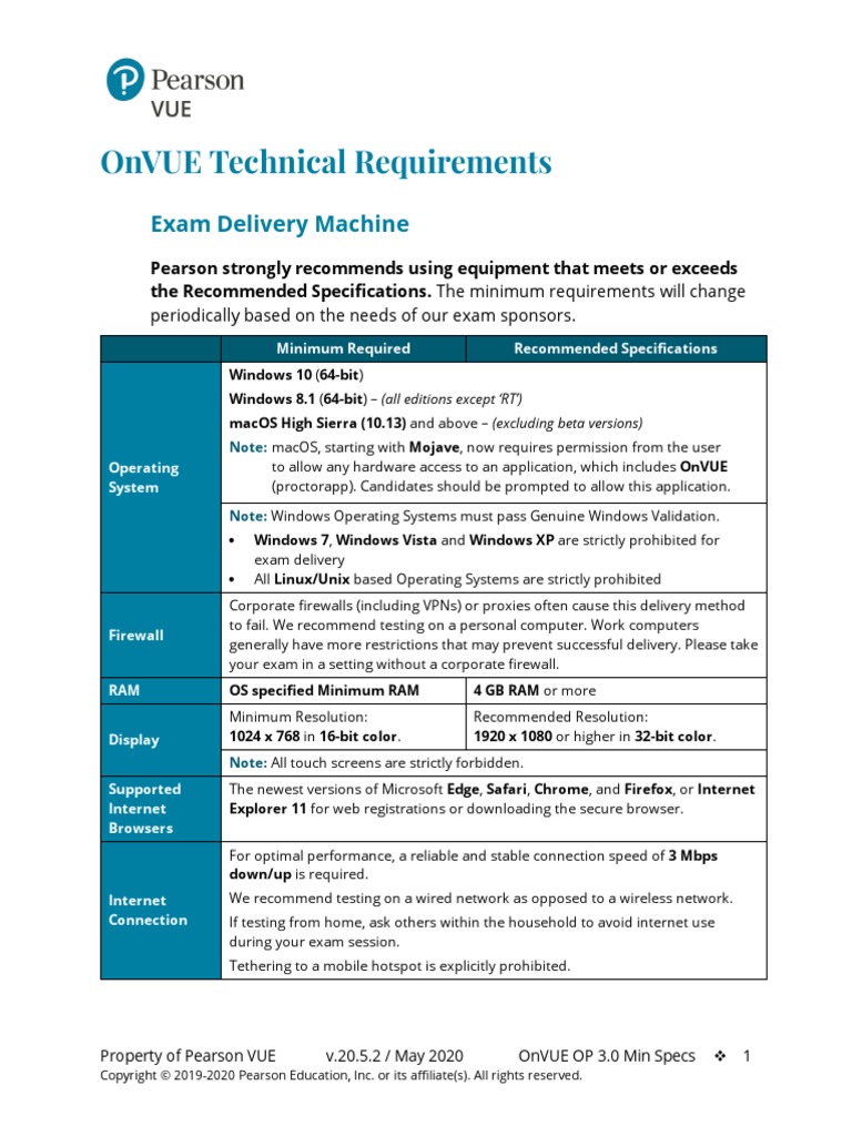 Onvue Technical Requirements: Exam Delivery Machine | PDF | Microsoft ...