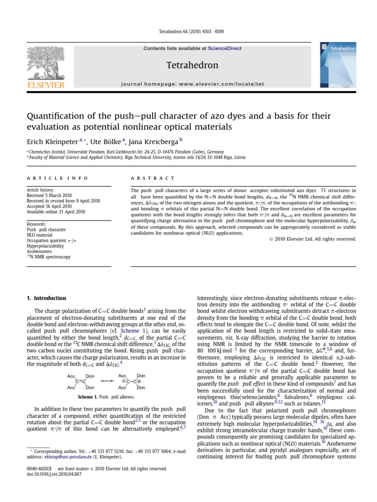 Tetrahedron-2010-Quantification of The Push-Pull Character of Azo Dyes ...