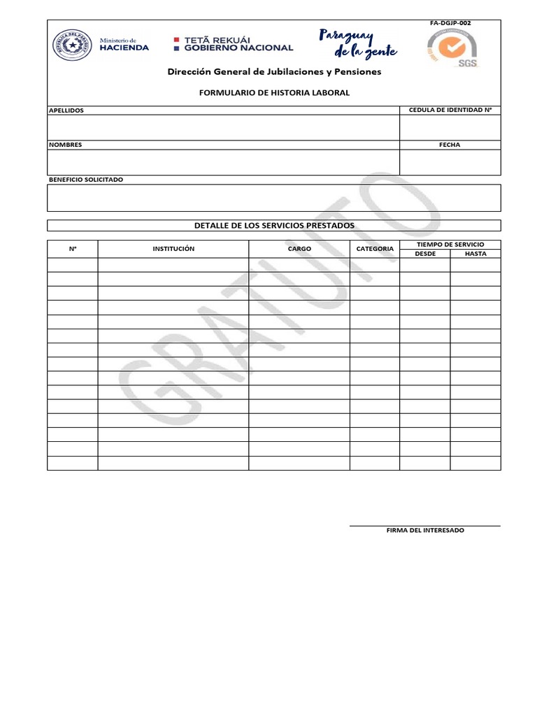 Form. Historial Laboral | PDF