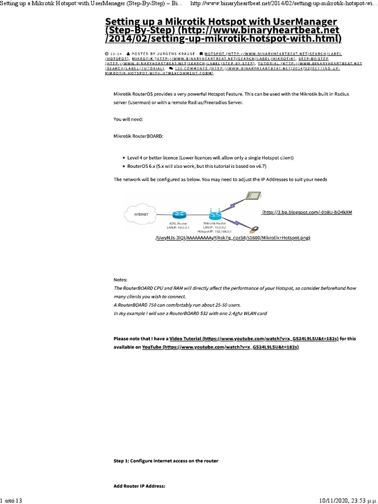 Setting Up A Mikrotik Hotspot With UserManager (Step-By-Step) | PDF | Printing | Media Technology