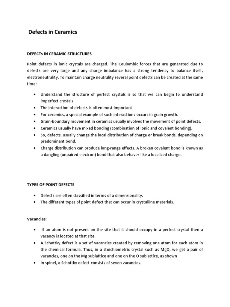 Defects in Ceramics | PDF | Dislocation | Ion