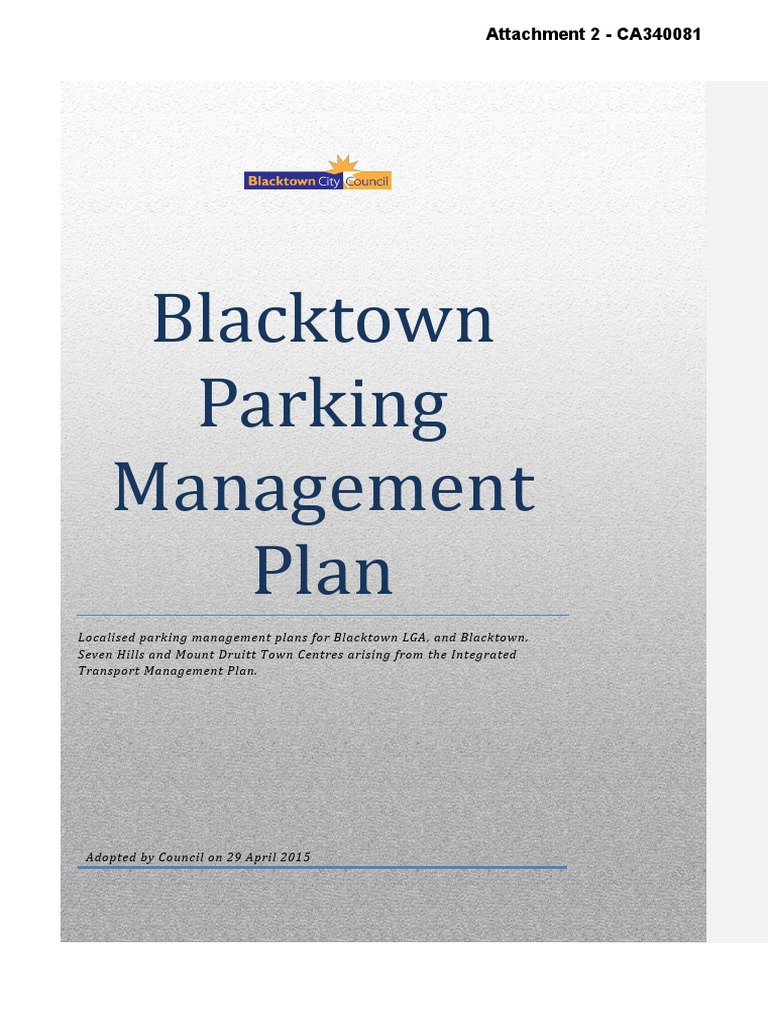 Blacktown Parking Management Plan: Attachment 2 - CA340081 | Download ...