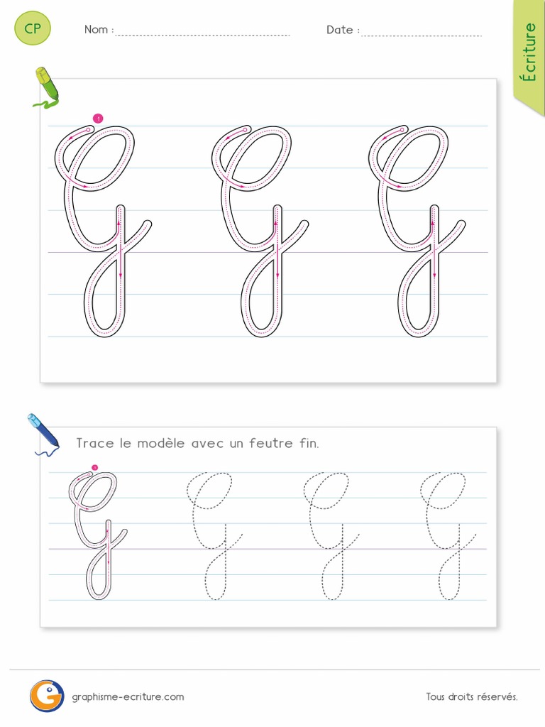 68 Ecriture CP Ce1 Ecrire La Lettre G Majuscule Cursive | PDF