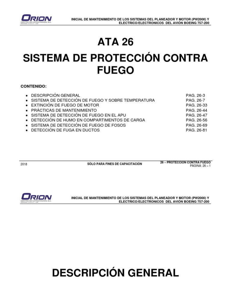 8.ata 26 Deteccion y Proteccion Fuego | PDF | Avión | Boeing