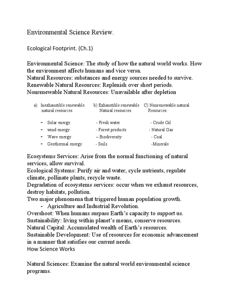 Environmental Science Review | PDF | Atmosphere Of Earth | Resource