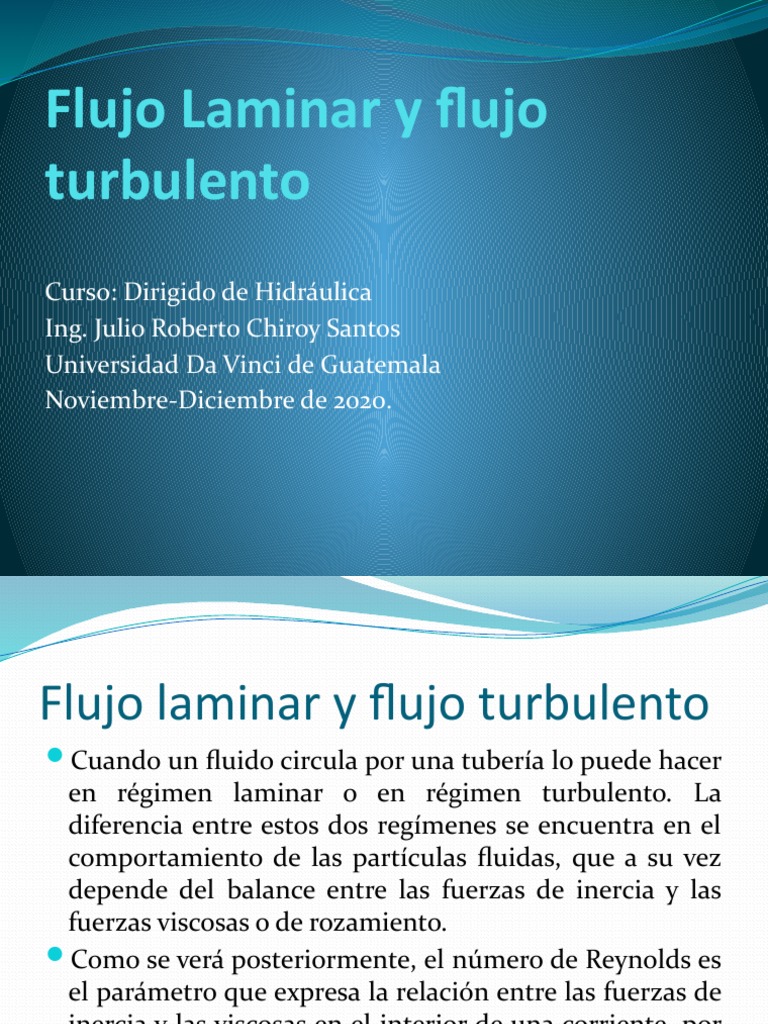 Flujo Laminar y Flujo Turbulento. Presentación 14.11.2020 UDV | PDF | Numero Reynolds | Flujo ...