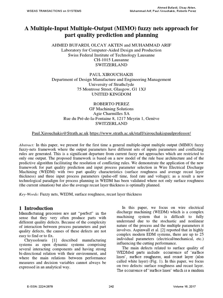 A Multiple Input Multiple Output Mimo Fuzzy Nets Approach For Part