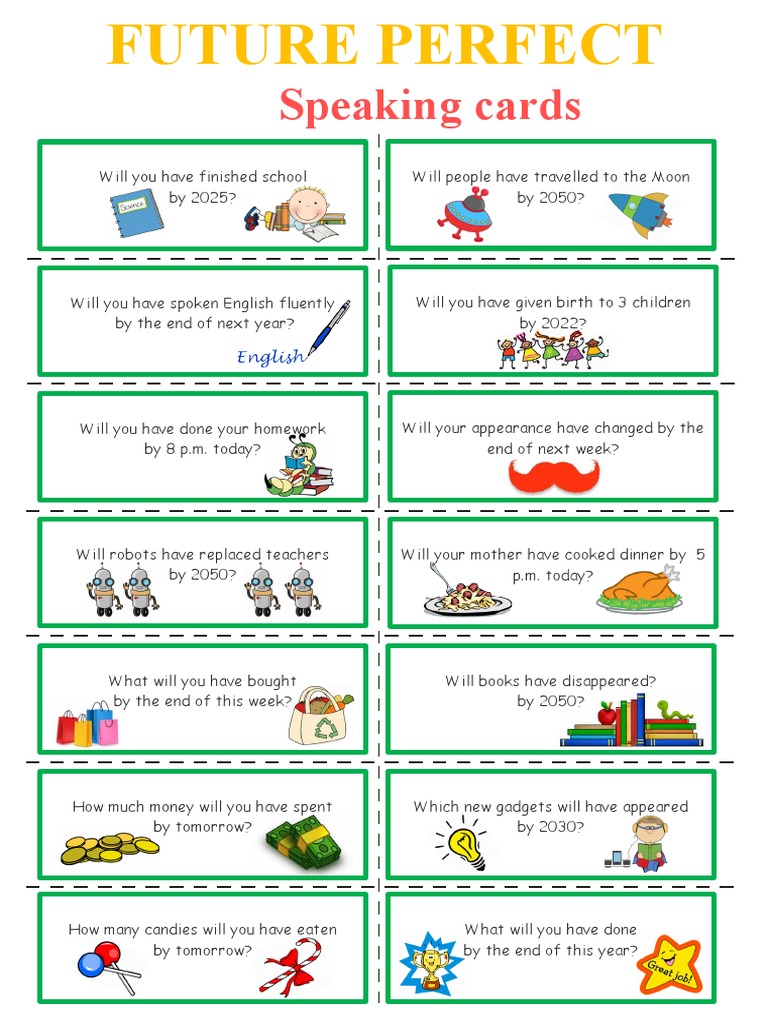 Future Perfect Speaking Activities | PDF | Wellness