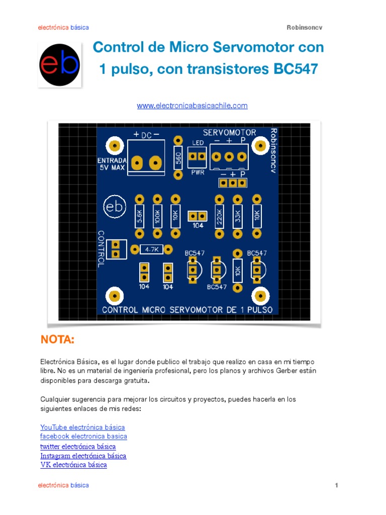 Control de Micro Servomotor Con 1 Pulso Con Transistores BC547 | PDF ...