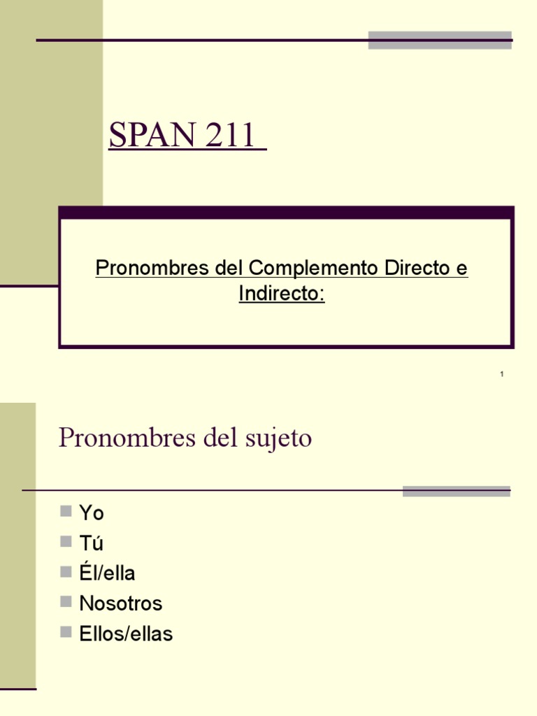 Pronombres de Complemento Directo e Indirecto | PDF | Objeto (gramática) | Gramática