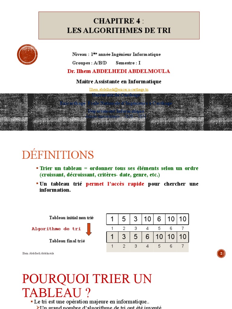 Algorithmes de Tri en Informatique | PDF | Extremum | Informatique