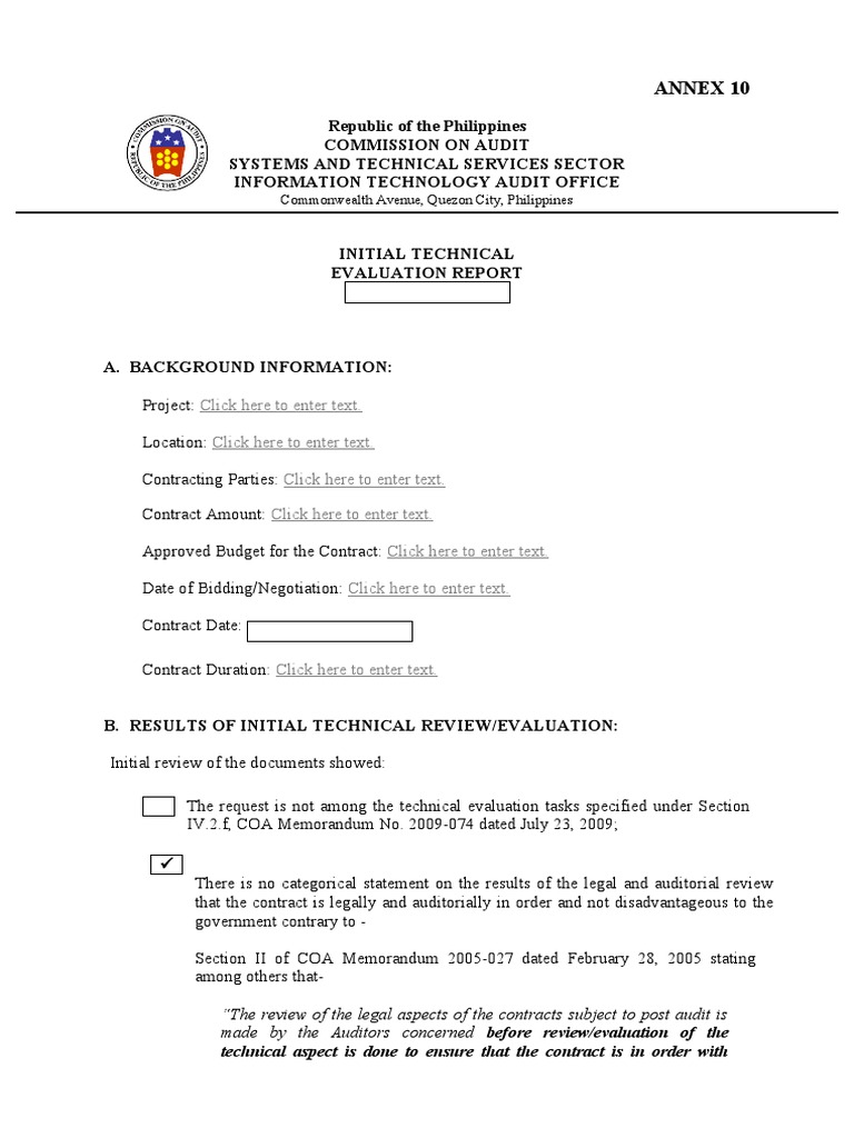 Republic of The Philippines Commission On Audit Systems and Technical ...