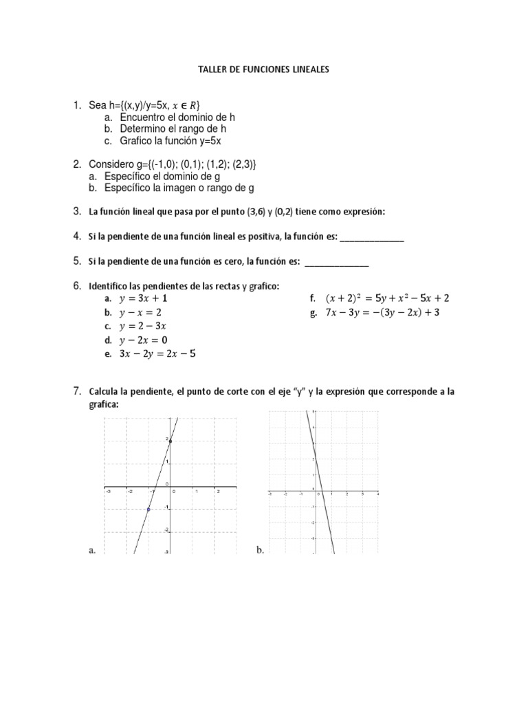 Taller de Funciones Lineales | PDF
