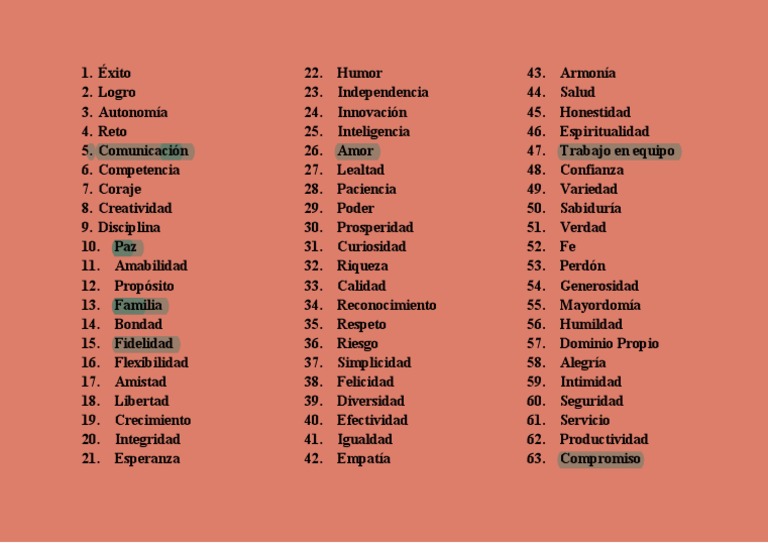 Lista de Valores (1) - 1 | PDF