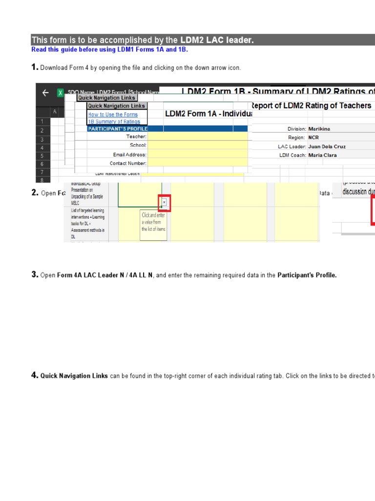 This Form Is To Be Accomplished by The LDM2 LAC Leader.: Read This Guide Before Using LDM1 Forms ...