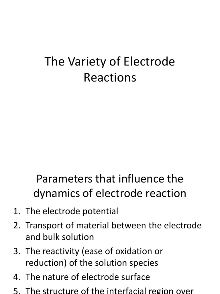 Electrode Reactions | PDF | Electrochemistry | Redox