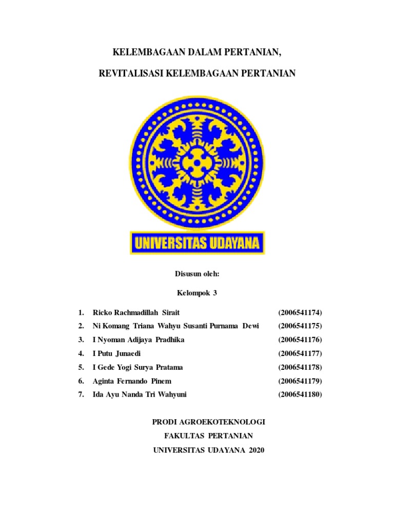 Kelompok 3 - Kelas F - Kelembagaan Pertanian Dan Revitalisasi ...