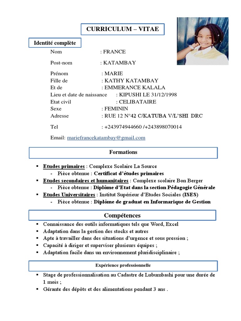 CV Marie-Francev PDF | PDF