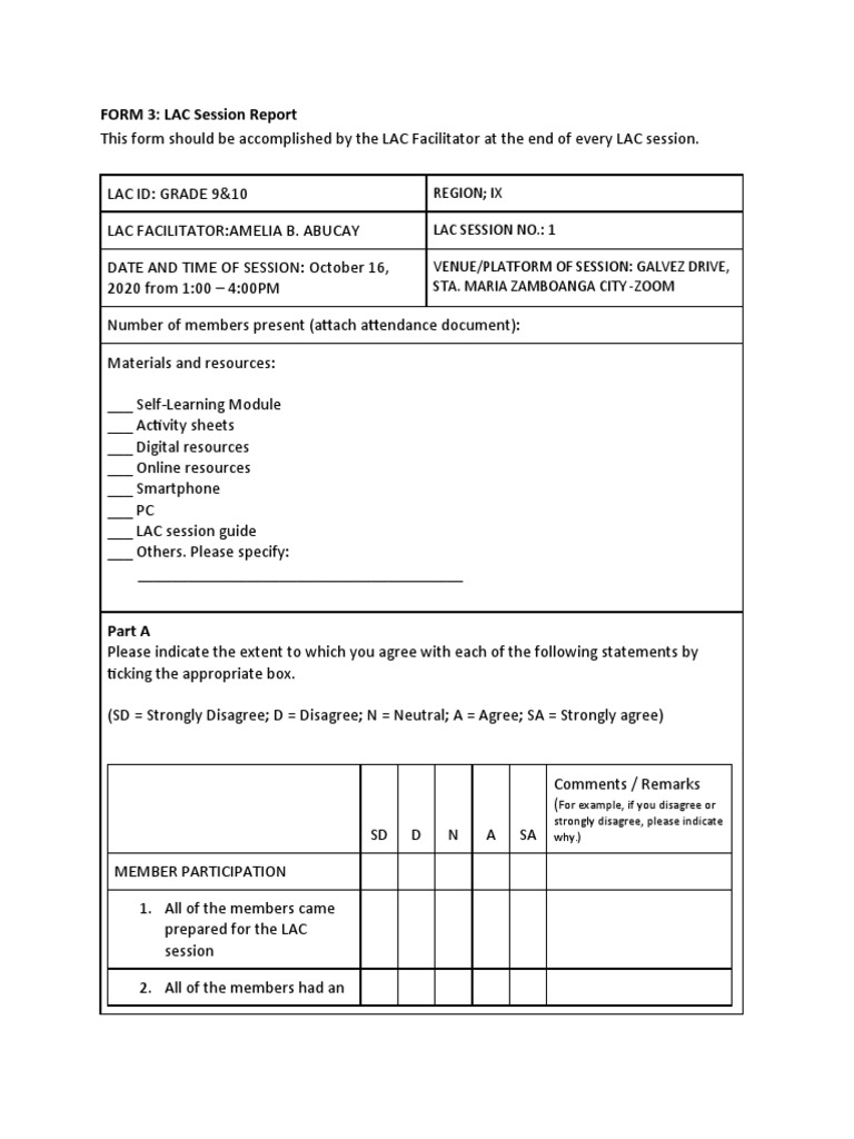 Form 3. LAC Session Report | PDF | Applied Psychology | Pedagogy