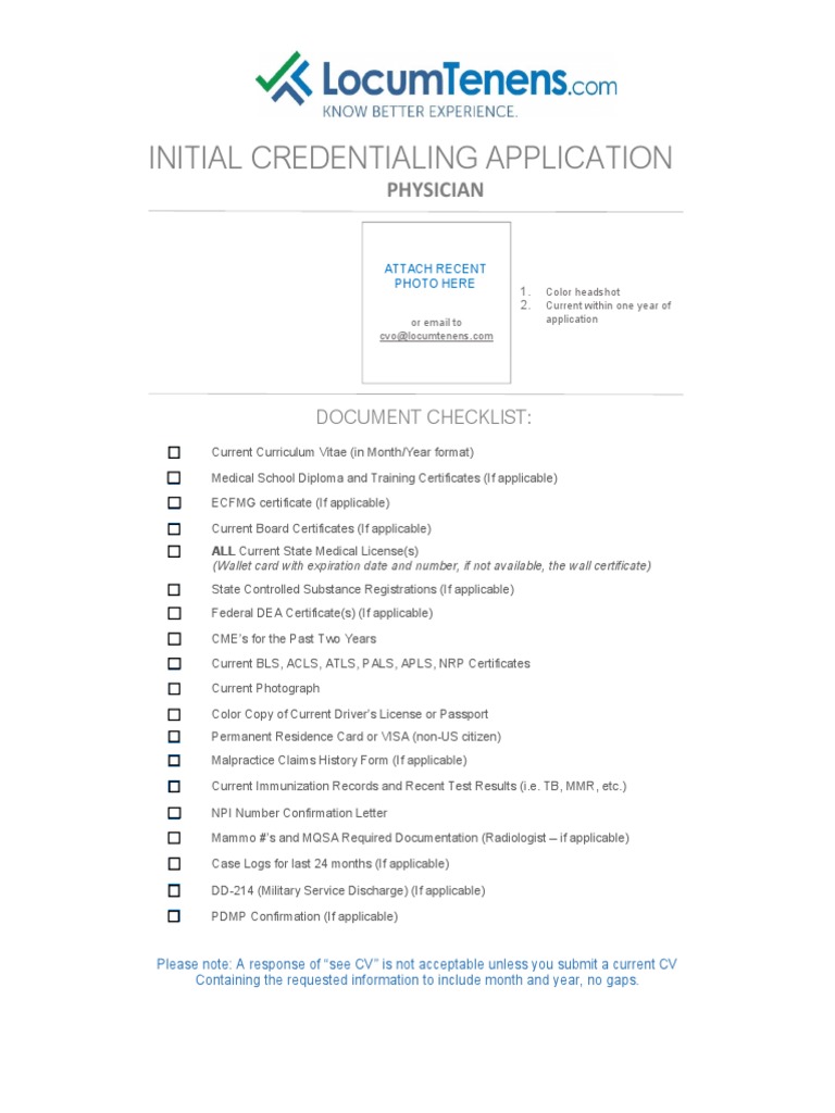Physician Initial Credentialing Form Fields Ltcvo111219 | PDF ...