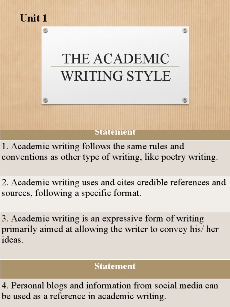 The Academic Writing Style | PDF | Thesis | Human Communication