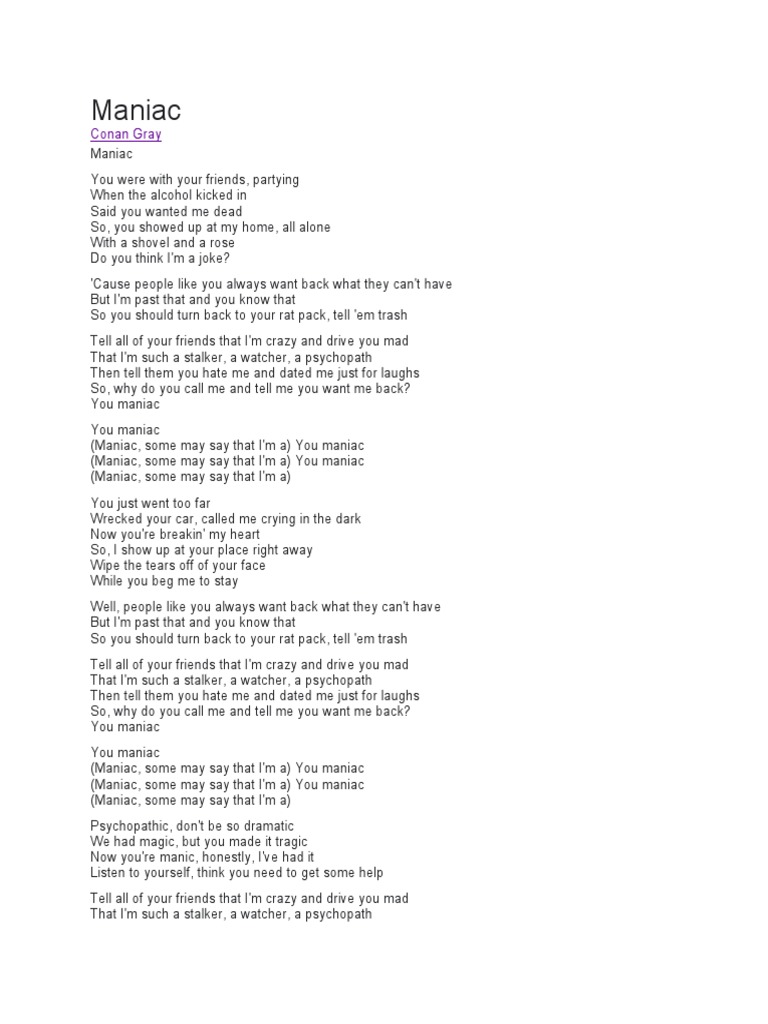 Maniac Lyrics | PDF