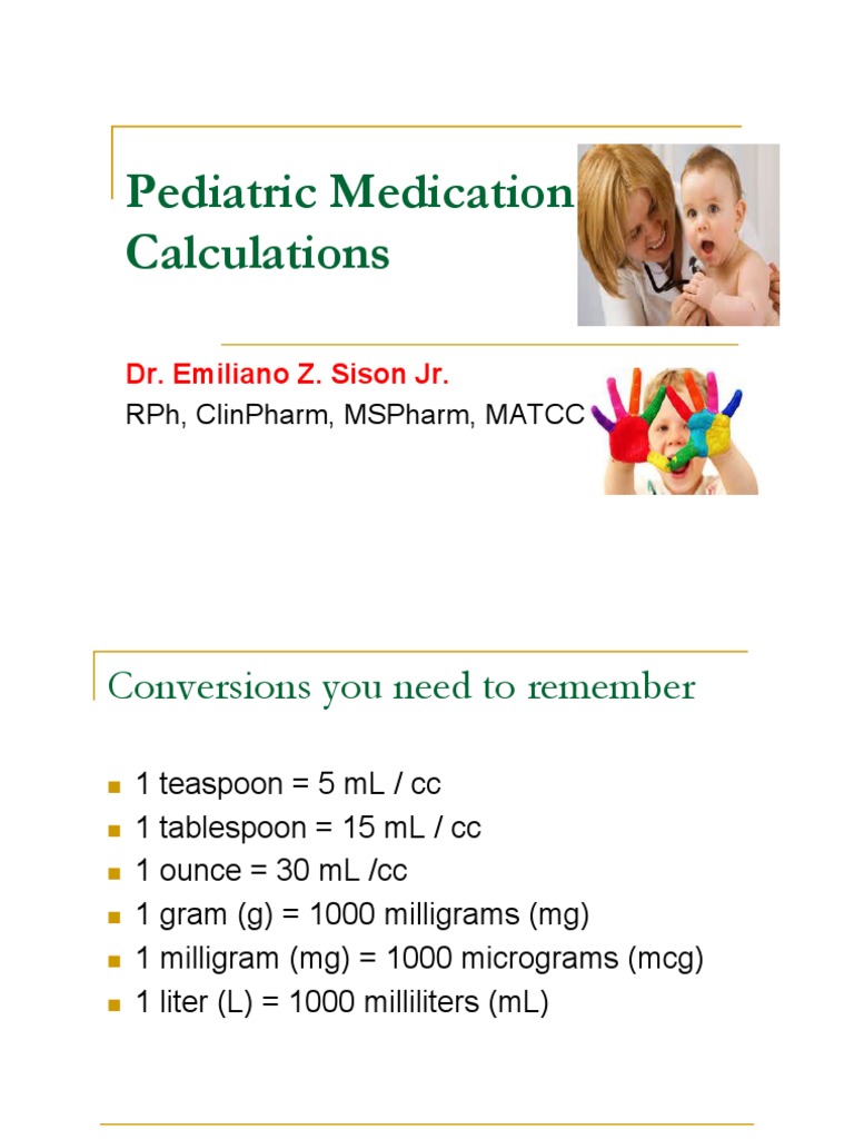 N - Lec4 - Pediatric Medication Calculations PDF | PDF | Dose ...
