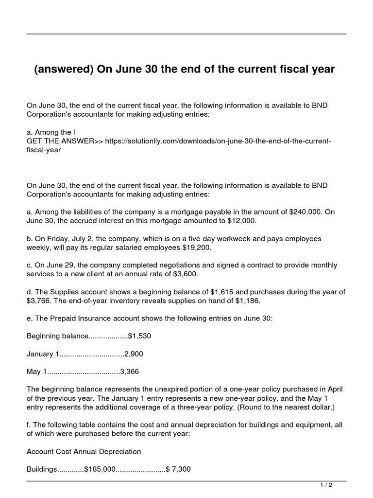 On June 30 The End of The Current Fiscal Year | PDF | Payments ...