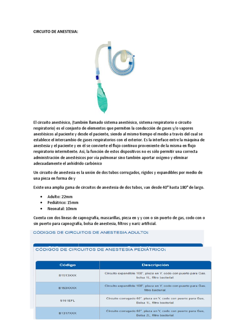 Circuitos Anestésicos: Función y Tipos | PDF