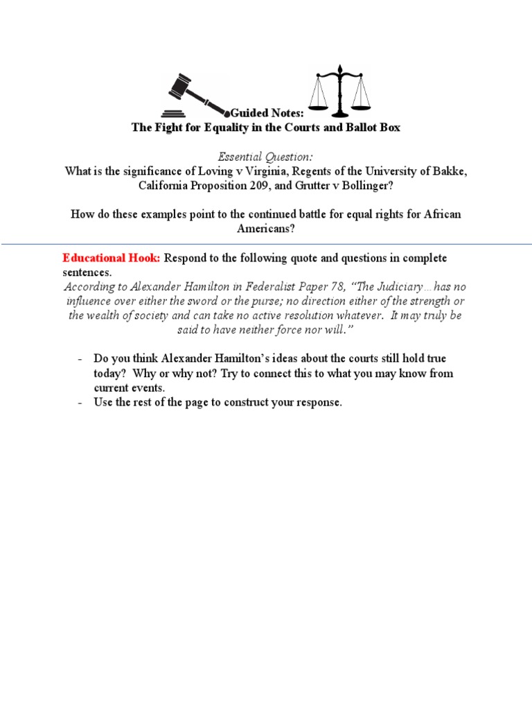 Guided Notes | PDF | Equal Protection Clause | Constitutional Law