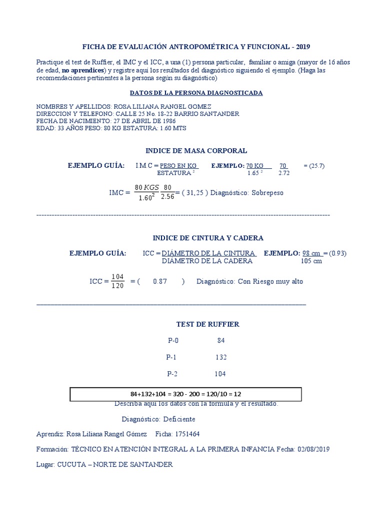1-Act3-B - Ficha Antropométrica Ruffier-Imc-Icc-2019 | PDF