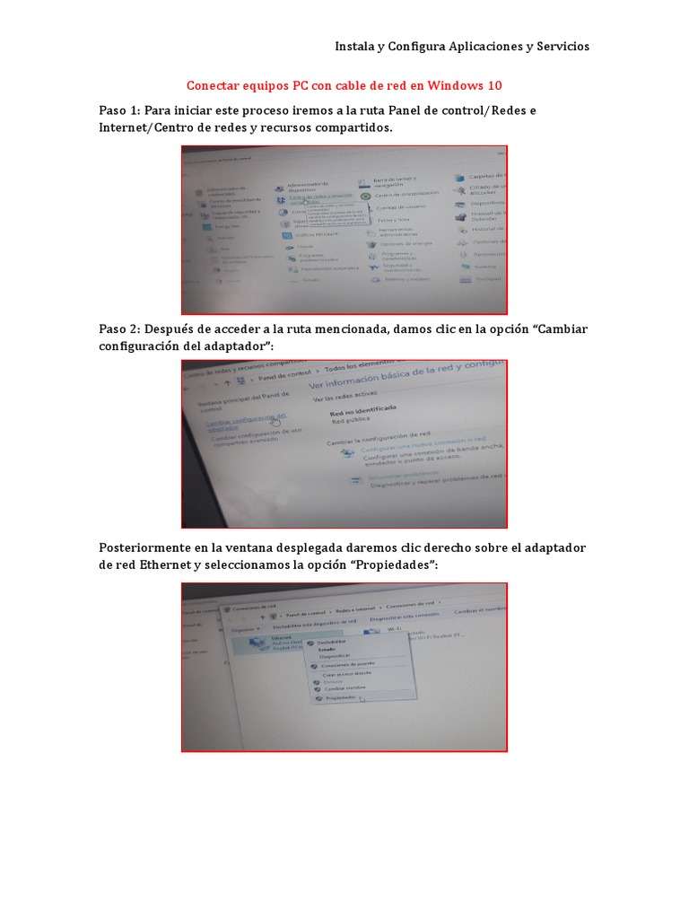 Conectar Equipos PC Con Cable de Red en Windows 10 | PDF | Dirección IP | Red de computadoras