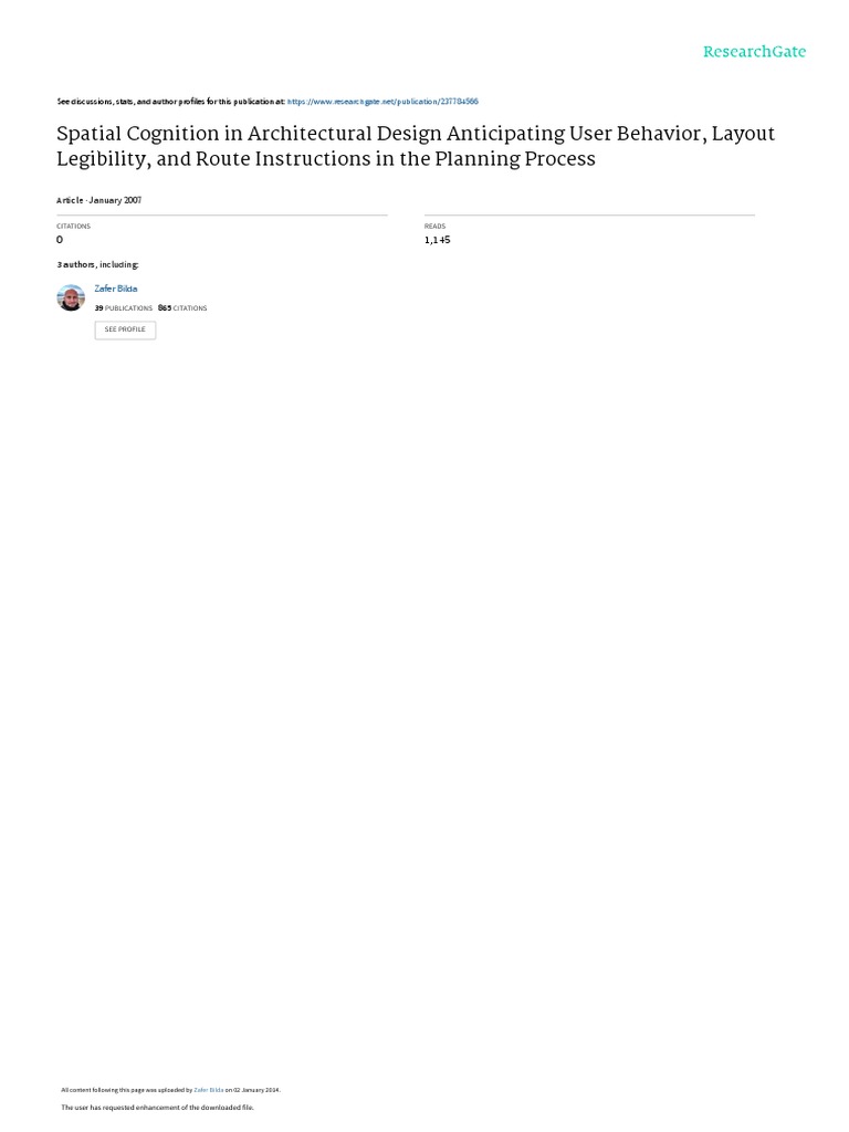 Spatial Cognition in Architectural Design Anticipating User Behavior ...